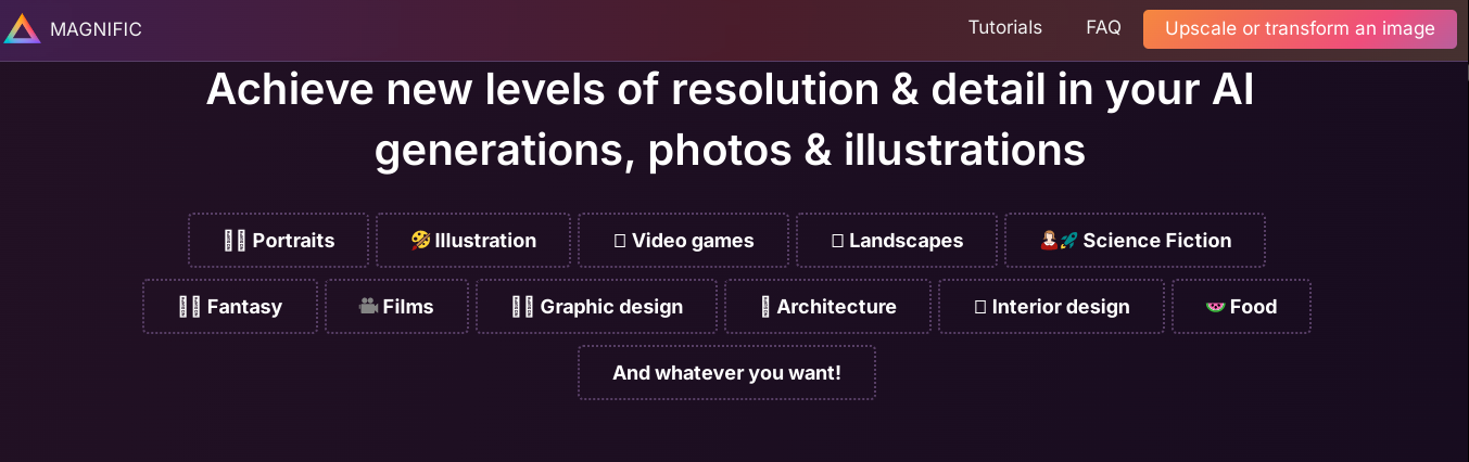 Magnific | AI-Powered Image Upscaling And Enhancement