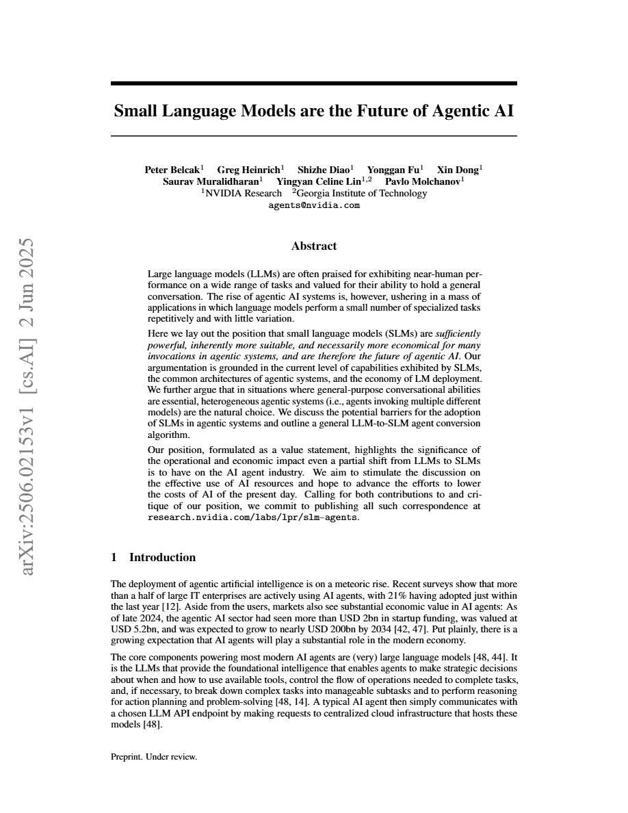 Small Language Models Are The Future Of Agentic Ai According To Nvidia